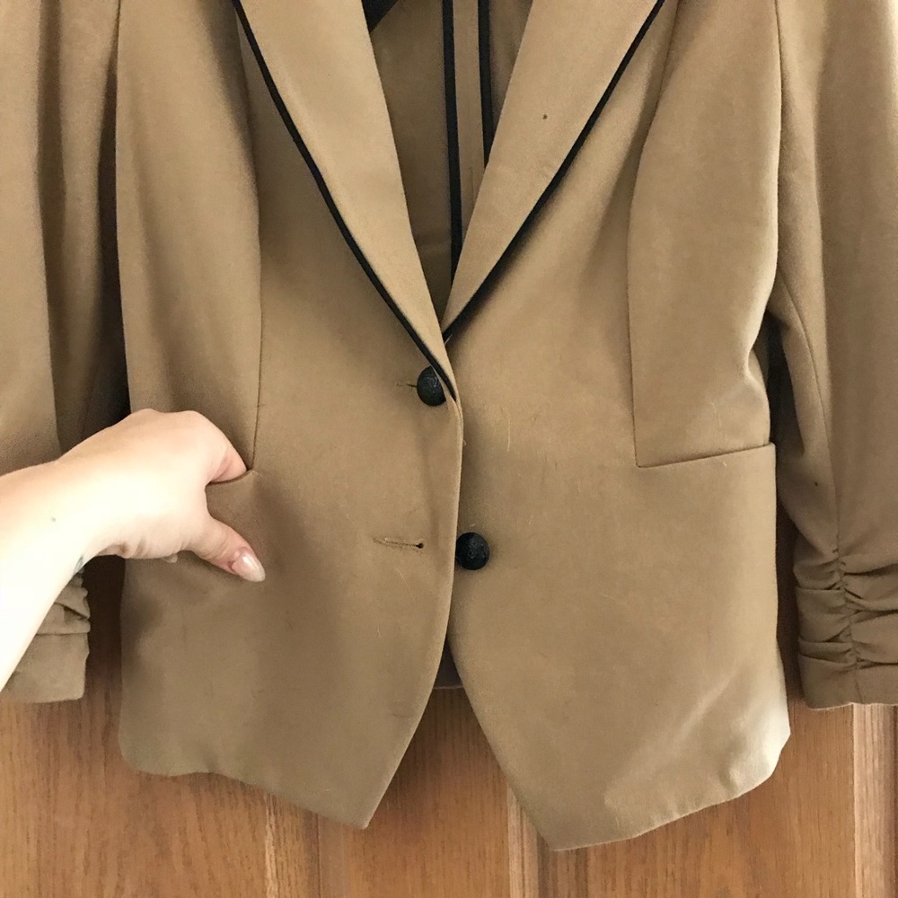 Express Cognac Blazer With Black Piping. - Gem